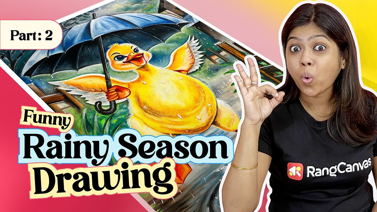 Rainy season drawing | Part-2 | Monsoon scenery drawing | Oil pastels ...