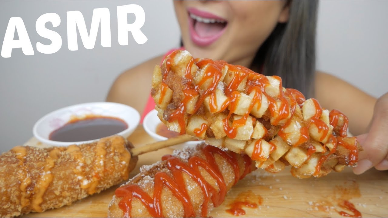 ASMR Assorted Corn Dogs *Relaxing Soft Crunchy Eating Sounds| N.E Let's ...