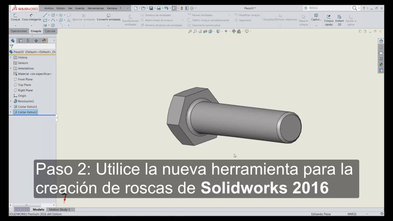 Creación de un tornillo en SOLIDWORKS 2016 - YouTube