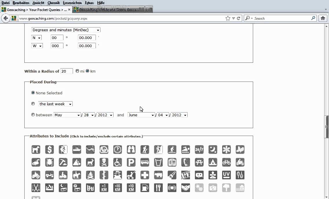 Geocaching Tipps: Wie erstelle ich eine Pocket Query bei geocaching.com ...