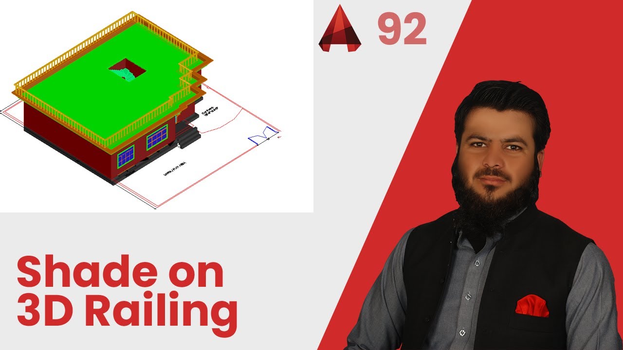 AutoCAD | How to Apply shade on 3D Railing Lesson 92 in AutoCAD Engr ...