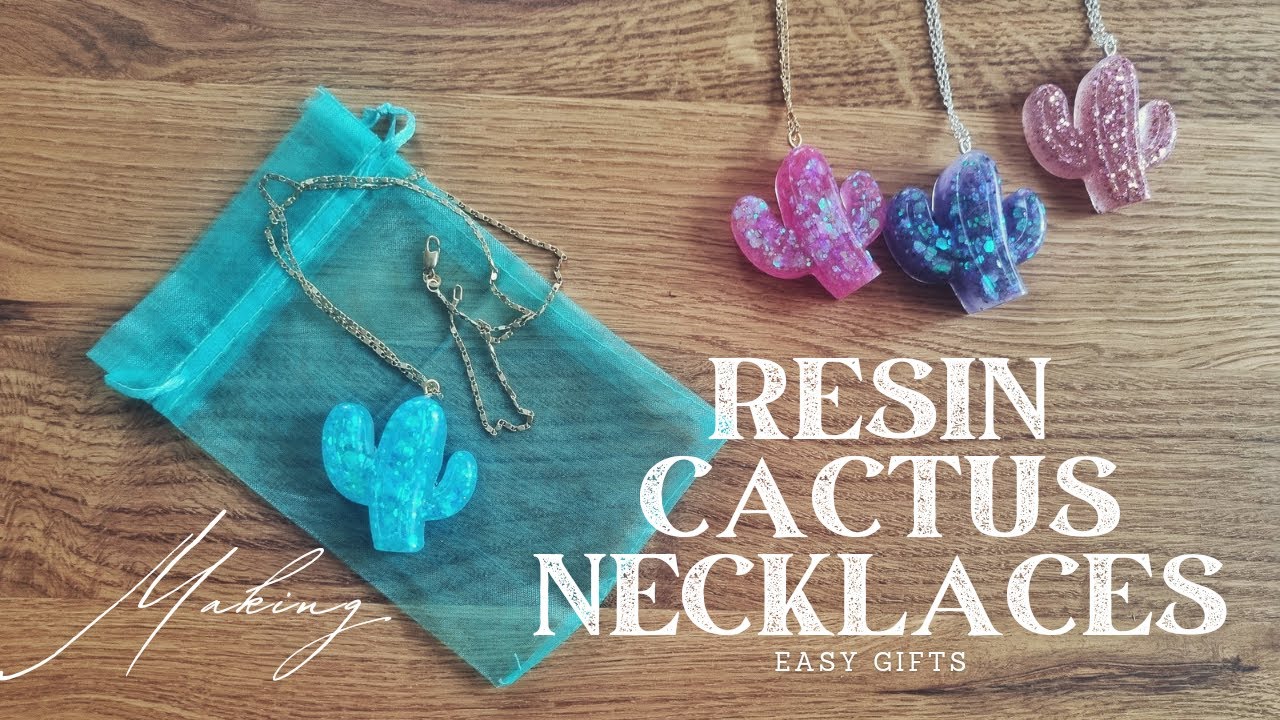Making resin cactus necklaces *easy gifts - YouTube
