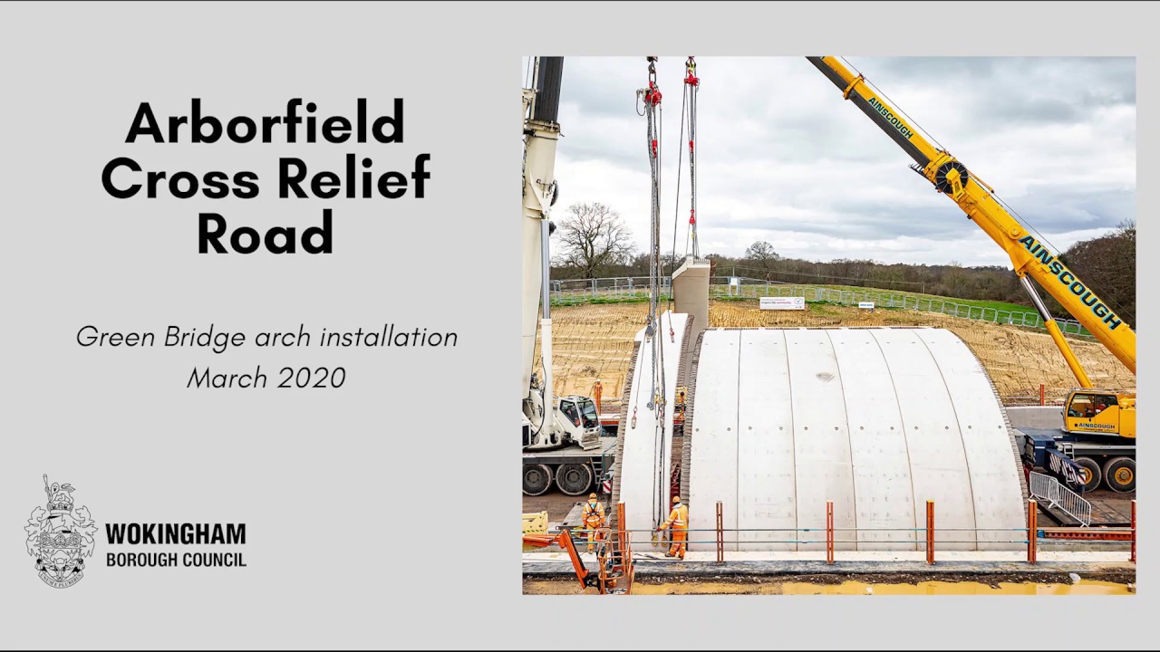 Arborfield Cross Relief Road - Green Bridge Installation Begins - YouTube