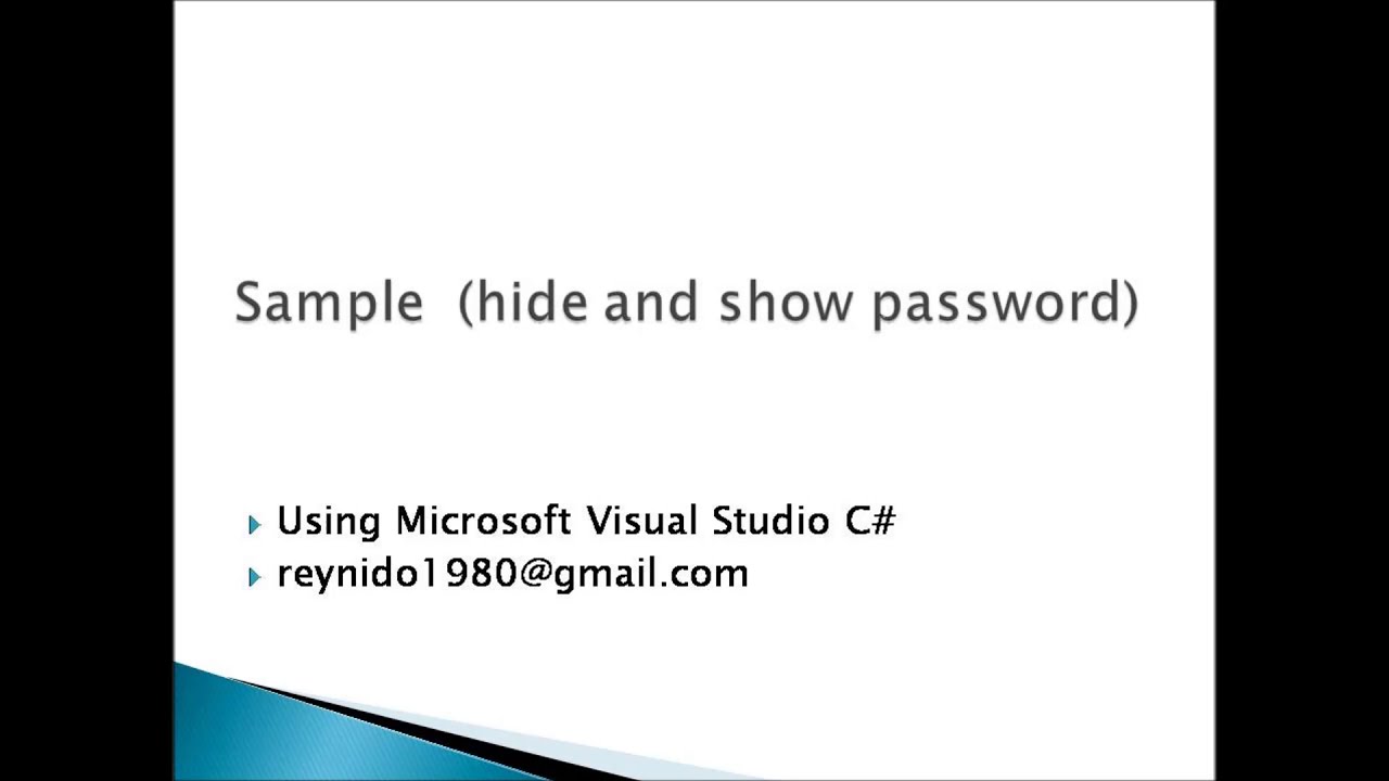 Sample Hide And Show Password Using Visual Studio C YouTube Sample Hide And Show Password Using Visual Studio C YouTube