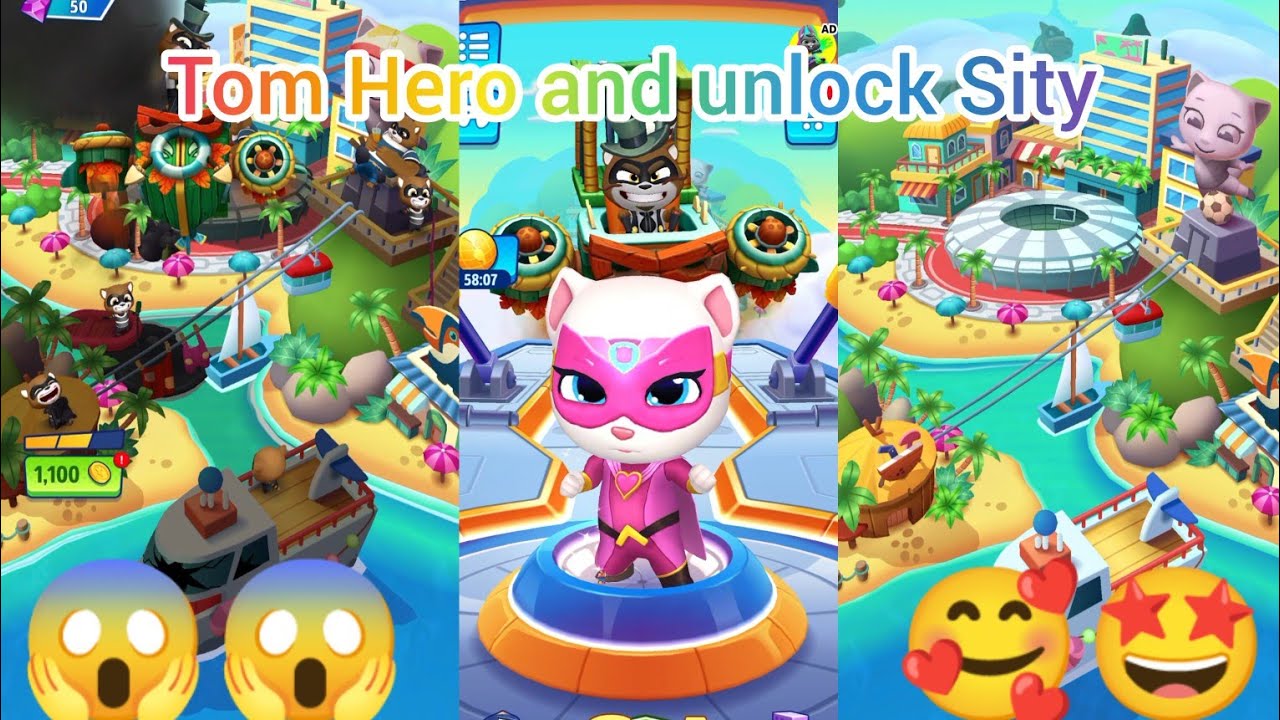 Talking Tom Hero Dash And Unlock Sity 2023 #tomhero - YouTube