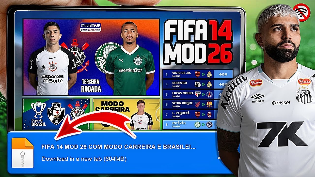 FIFA 14 MOD 26 ANDROID 14, 15 & 16 COM MODO CARREIRA ATUALIZAÇÃO E ...