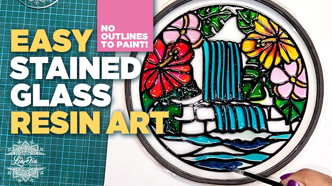 SO EASY! Stunning Stained Glass Epoxy Resin Art! 🤩 No painting outlines ...