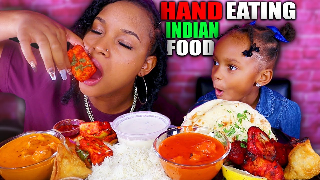 INDIAN FOOD MUKBANG *HAND EATING* (BUTTER CHICKEN GARLIC NAAN SAMOSA ...
