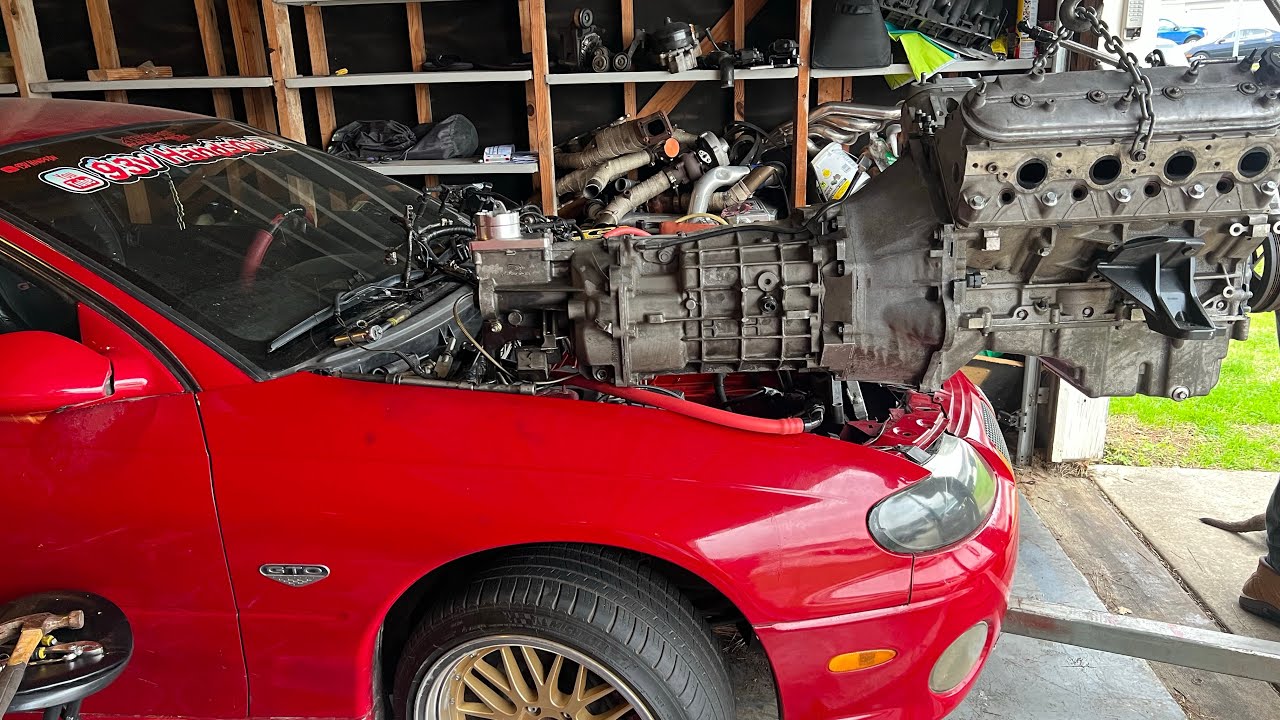 Installing a cammed ls1 in the turbo gto !! - YouTube