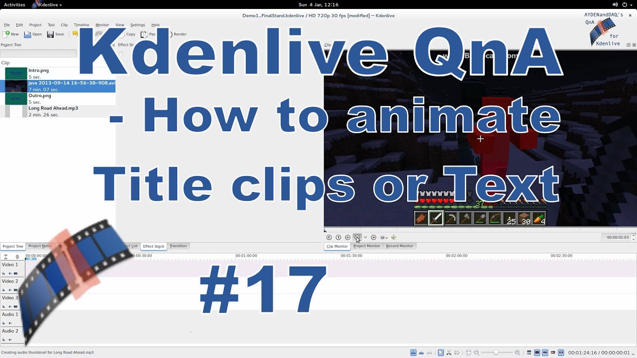 Kdenlive QnA #17 - How to animate Titles clips or Text - YouTube
