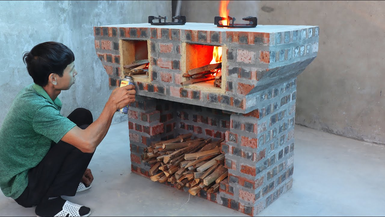 Creative ideas with cement \ How to make a beautiful 2-in-1 wood stove ...