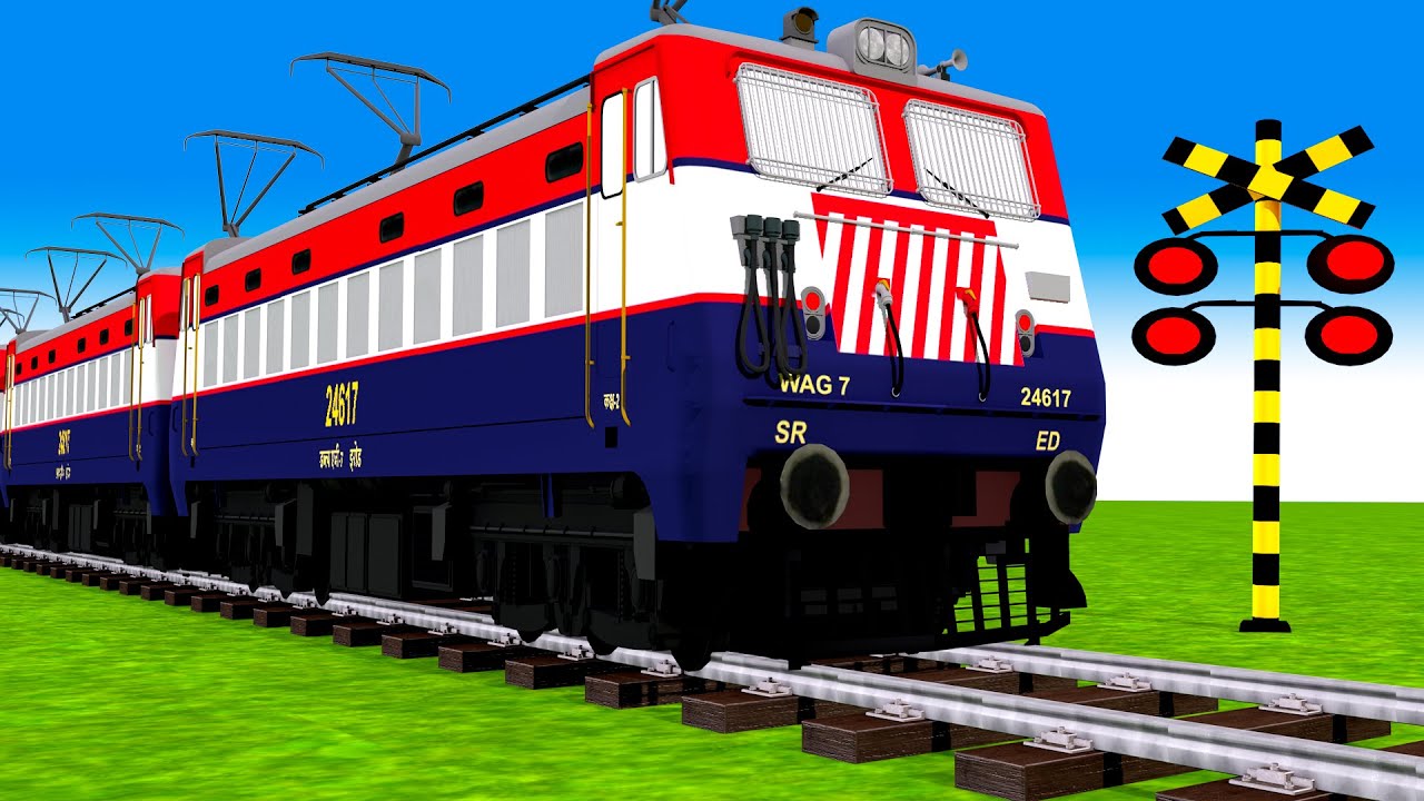 Rail gadi aa gayi chuk chuk chuk rail gadi rang birangi railgadi【踏切アニメ ...