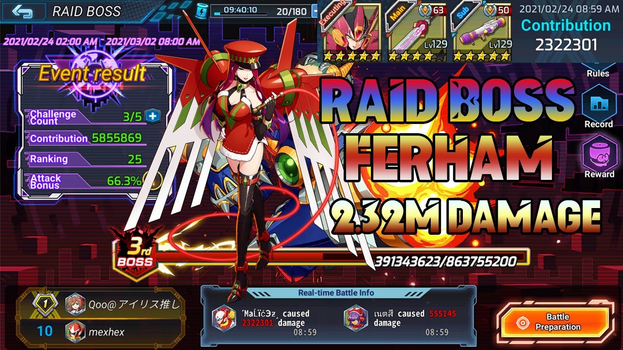 MegaMan X DiVE - Ferham vs Final Sigma W (Boss Raid - 2.32M DAMAGE ...