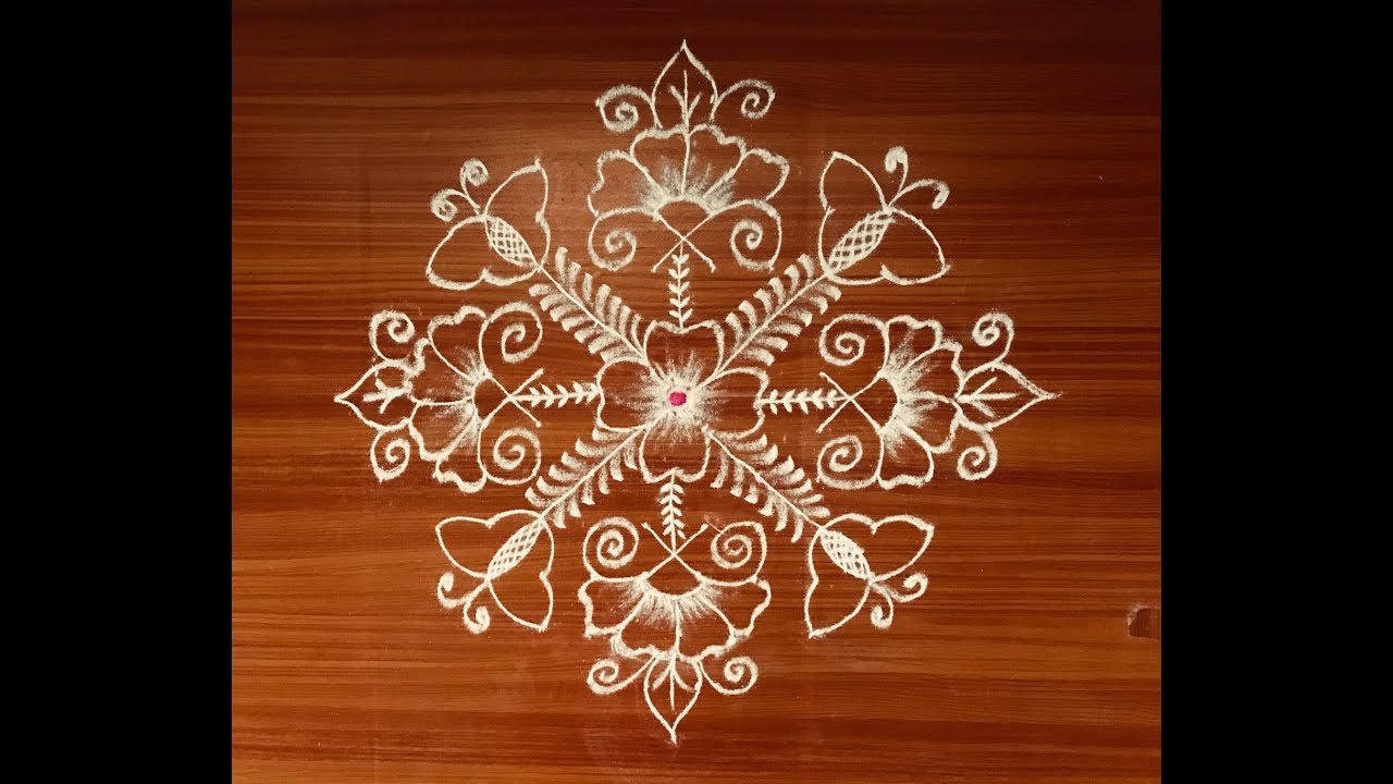 Latest Chukki Rangoli Design || Kolam with 12-4 straight dots - YouTube