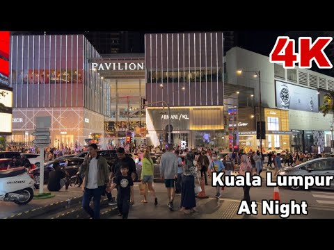 Walking In Kuala Lumpur Bukit Bintang Malaysia | 1+ Hour Binaural City Sounds At Night | 4K
