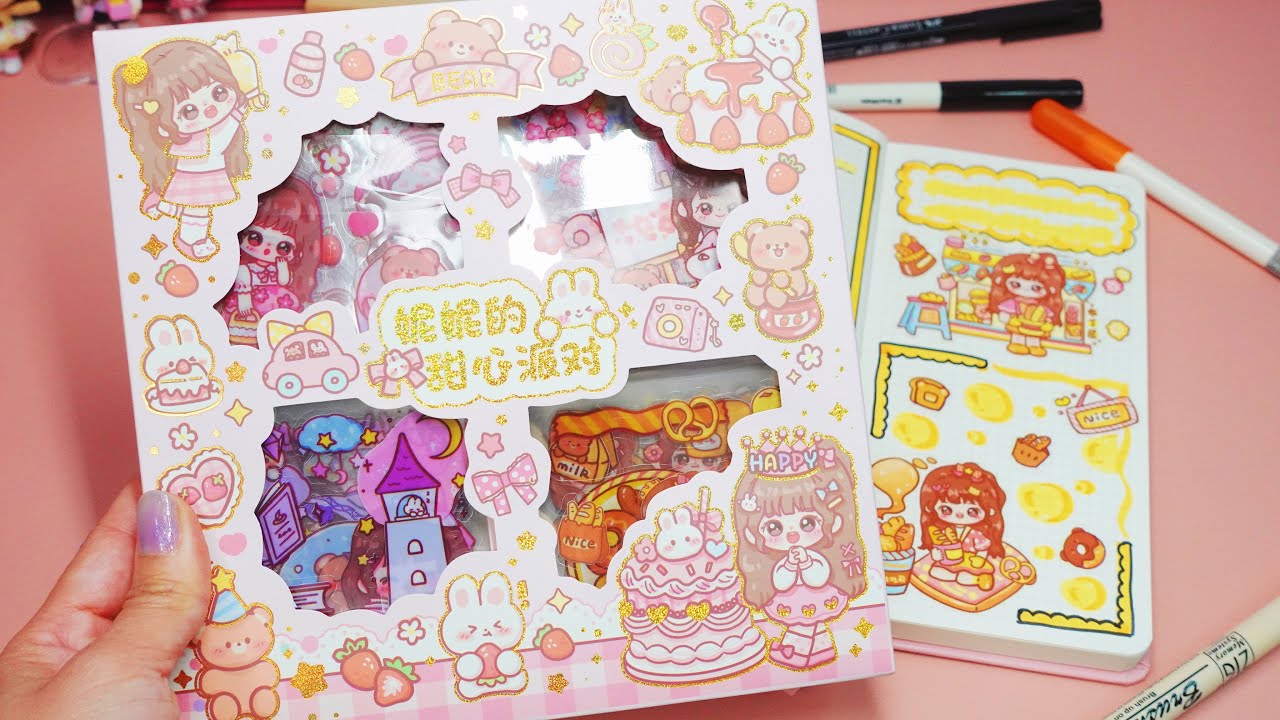 Unbox NINI kawaii stickers 🎁 ASMR bullet journal stickers - YouTube
