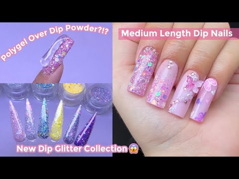 POLYGEL OVER DIP POWDER?! 😱💗 PINK GLITTER DIP POWDER NAILS USING A NEW ...