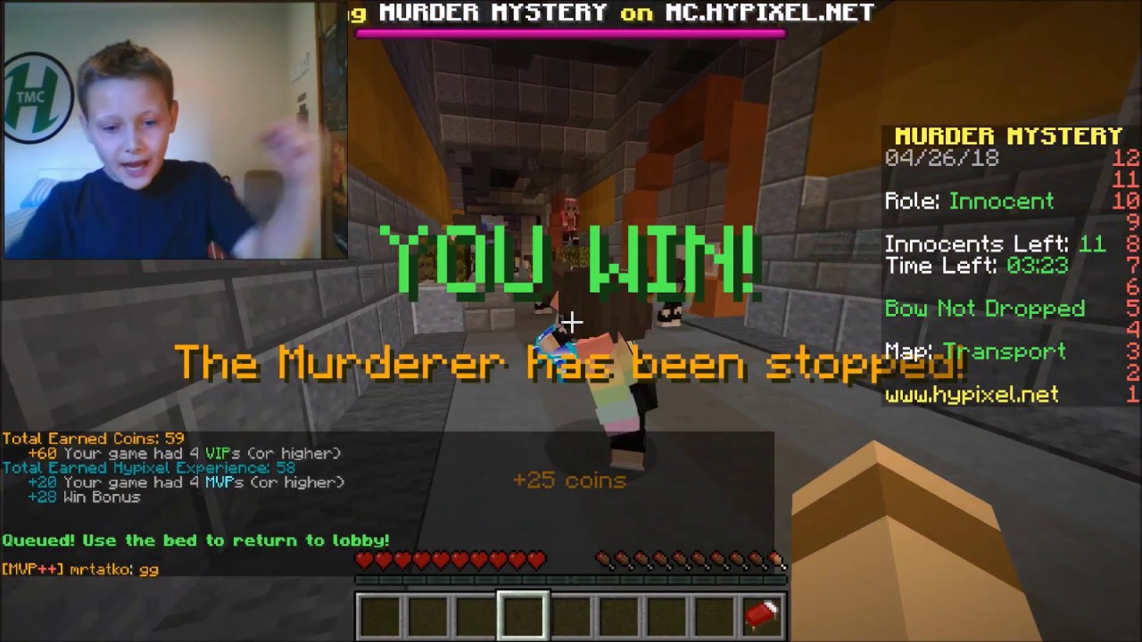 Minecraft MURDER MYSTERY - Murderer, Detective & Innocent - YouTube
