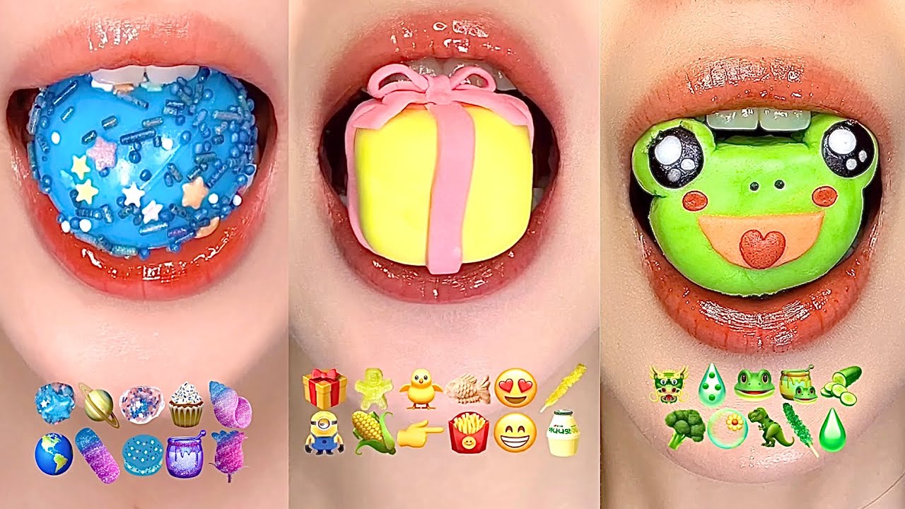 ASMR💝🌈 SATISFYING 10 MINUTES COLOR FOODS MUKBANG / 10분 색깔음식 먹방 이팅사운드💜💚🖤 ...