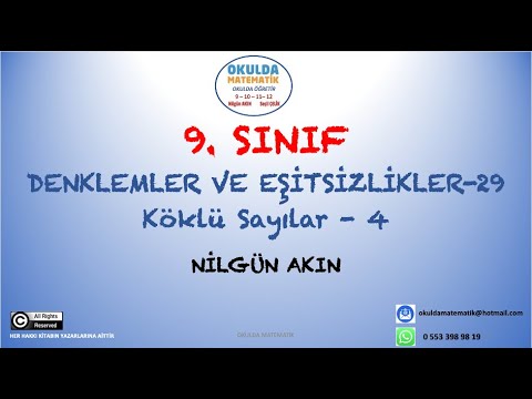 KÖKLÜ SAYILAR-IV  (ÜSLÜ İFADELER-KÖKLÜ SAYILAR-9)