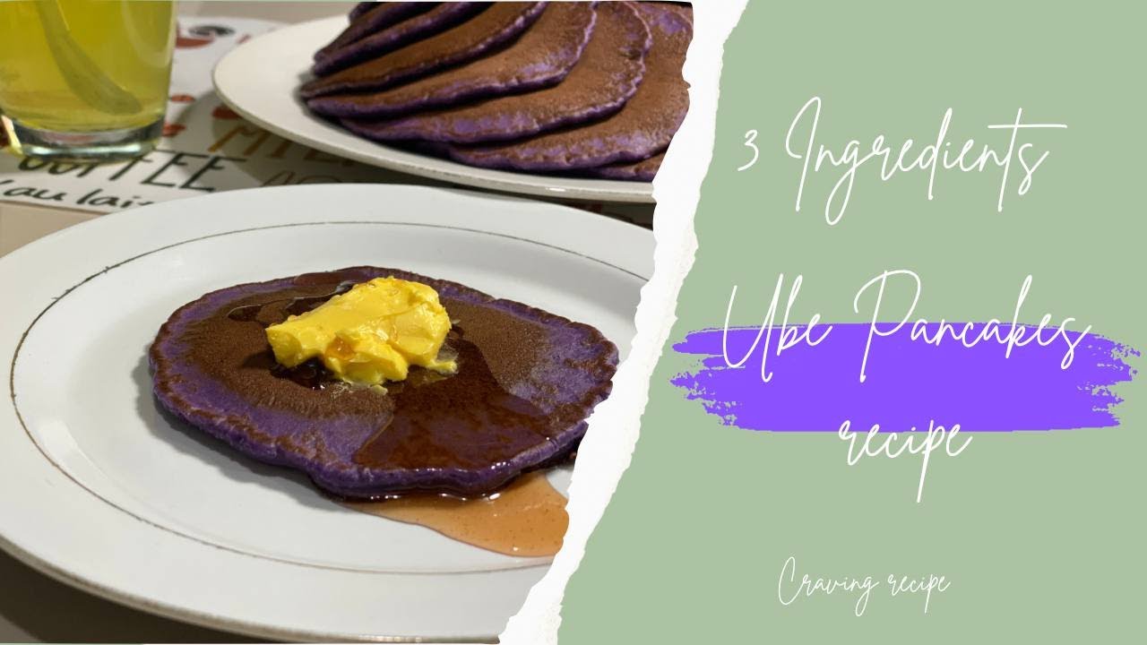3 Ingredients Pancakes Recipe Easy Way || How to make Ube Pancakes ...