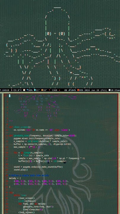 Python Animation Octopus Pygame Coding Python Ascii Asciiart Animation Youtube 9577
