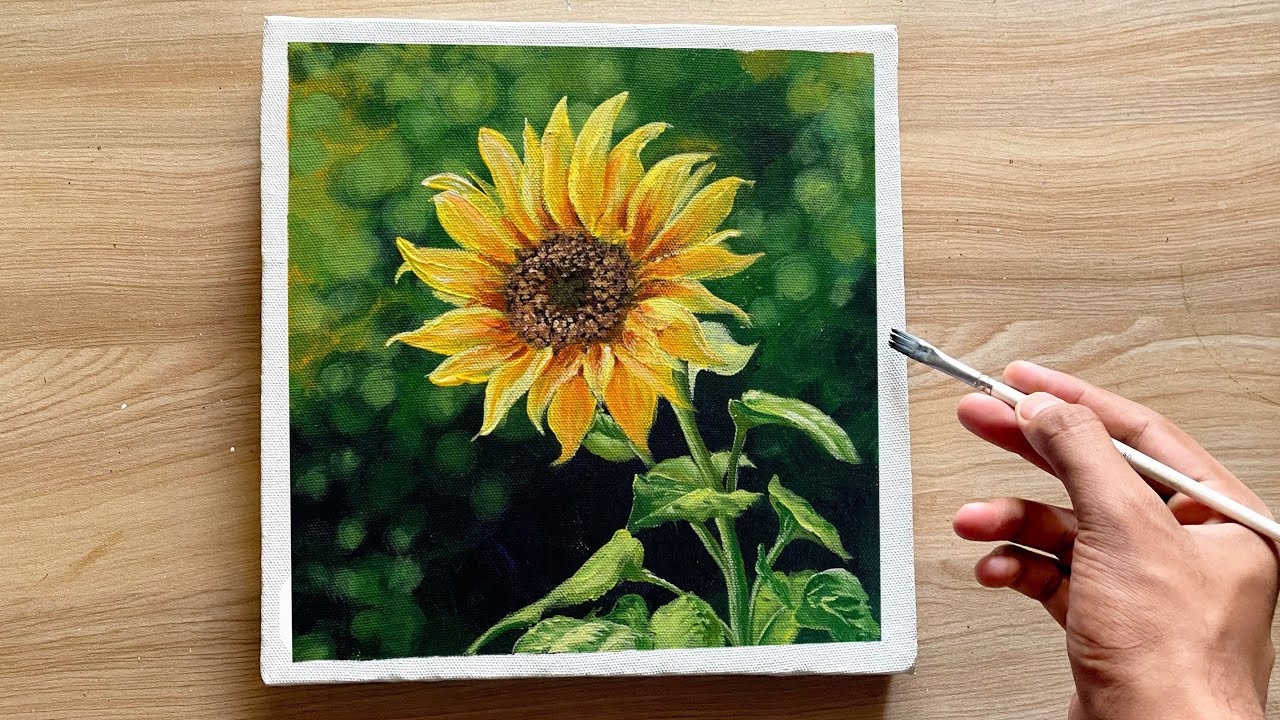 Sunflower Painting/Acrylic Painting tutorial for beginners/Day:215 ...