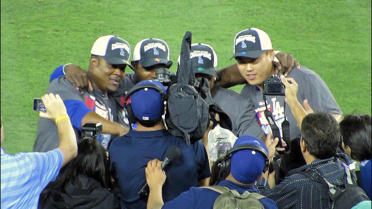 Dodgers Celebration Tonight on the Field 9-24-14 - YouTube