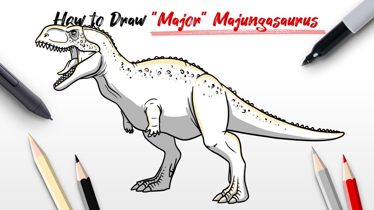 How to Draw Major Majungasaurus dinosaur from Jurassic World Chaos ...