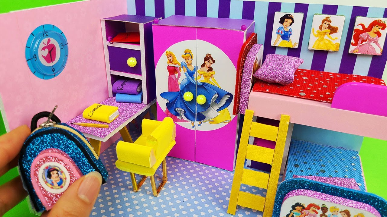 DIY Miniature Cardboard house Disney princess Rapunzel Snow White ...