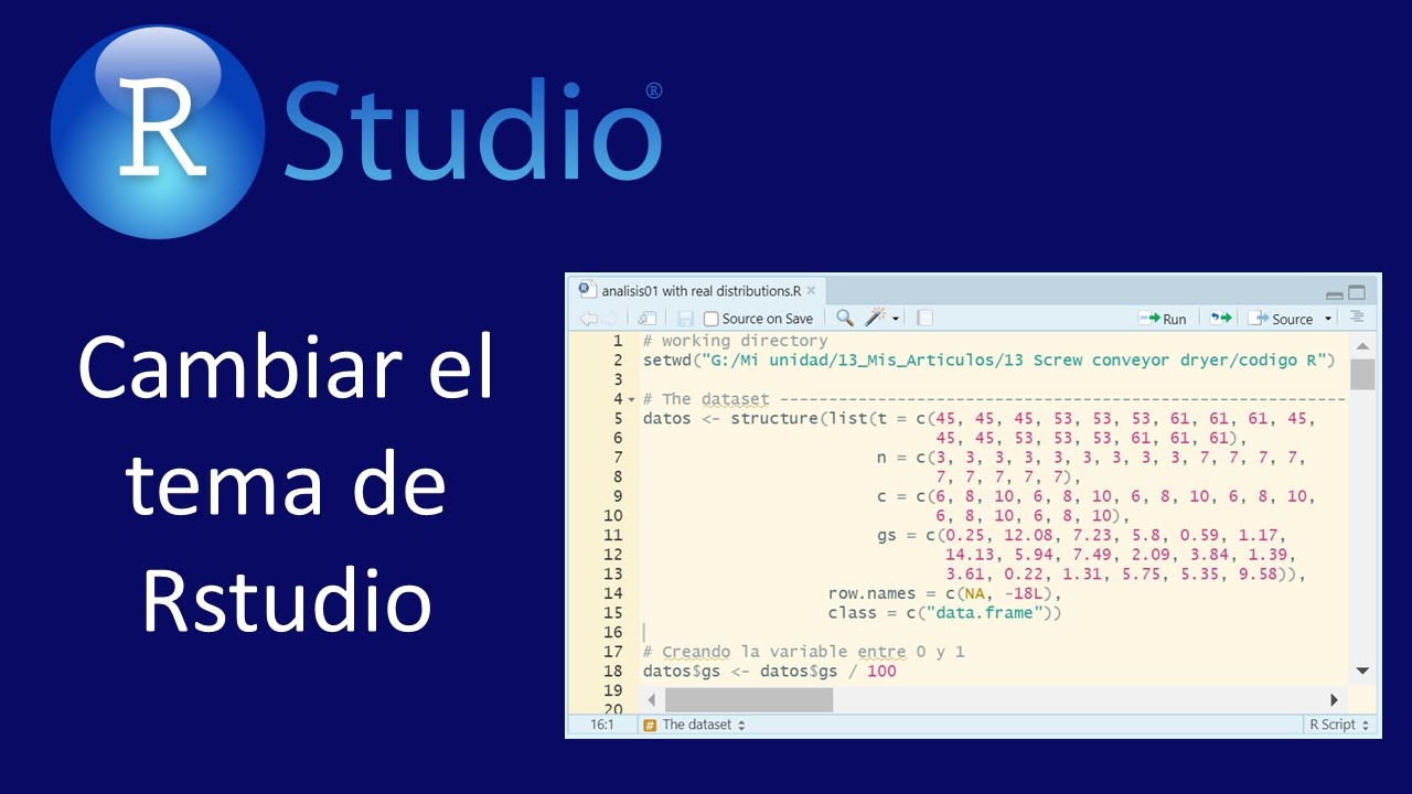 Cambiar el tema de Rstudio - YouTube