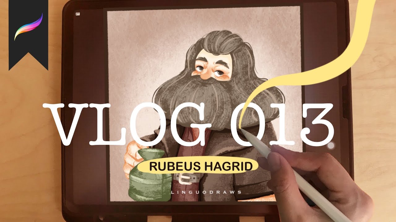 VLOG 013 | Rubeus Hagrid | Harry Potter | Drawing with Procreate ...
