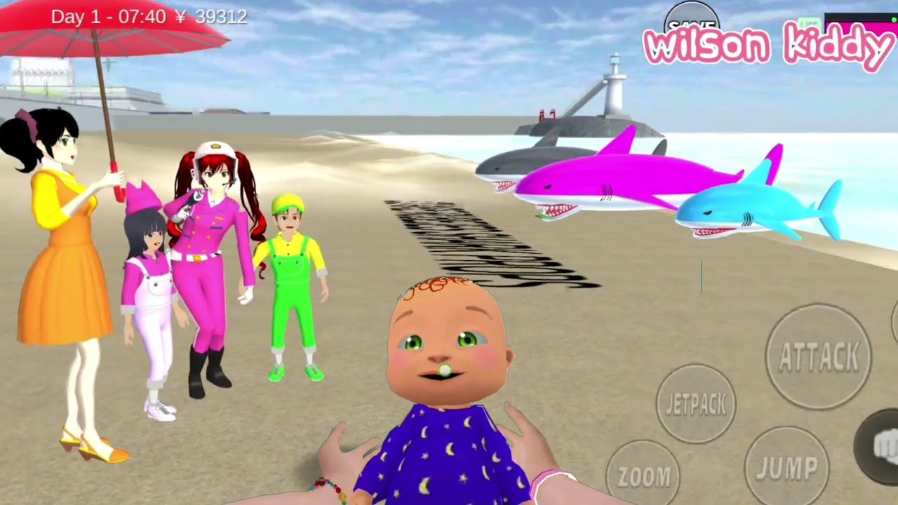 B4yi Sultan Squid Game Naik Bus Terbang Ke Pantai Yuta Dimakan Hiu ...