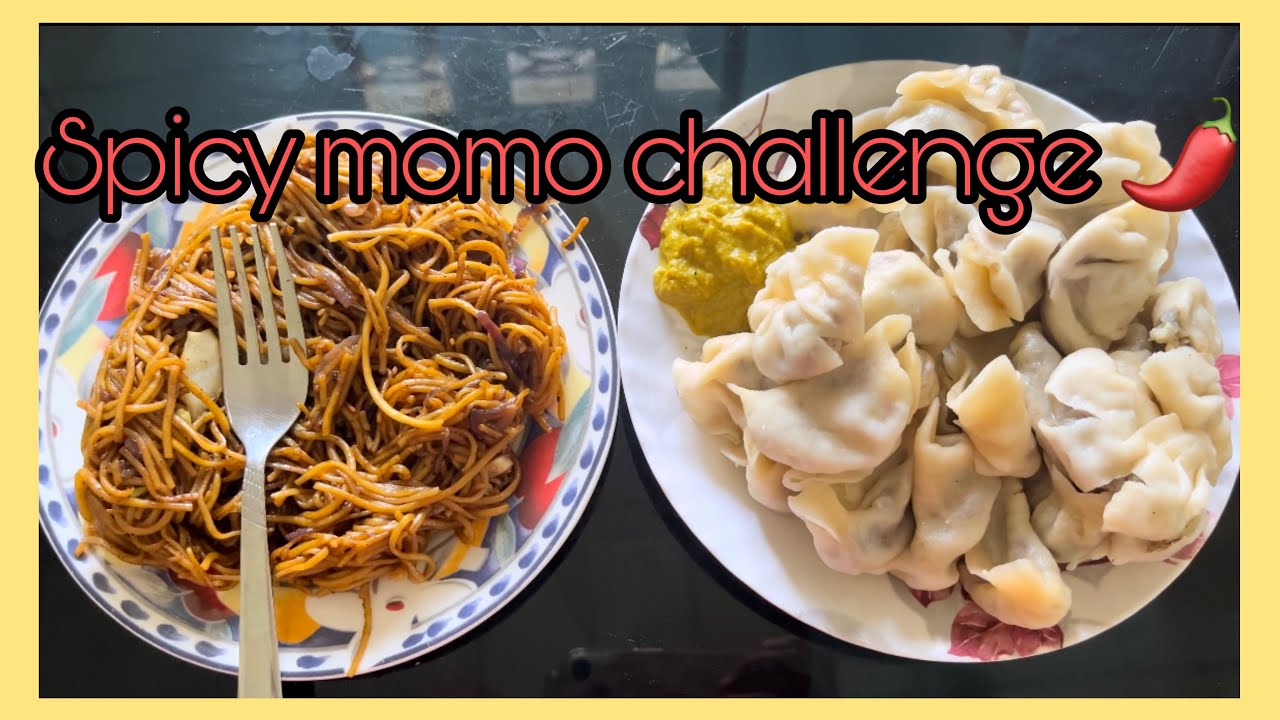 EATING MOMO AND CHOWMEIN WITH SPICY CHUTNEY 🌶️ | MUKBANG | #mukbang # ...