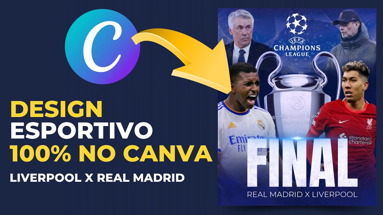 CANVA: FINAL CHAMPIONS LEAGUE 2022 CRIANDO DESIGN ESPORTIVO NO CANVA ...