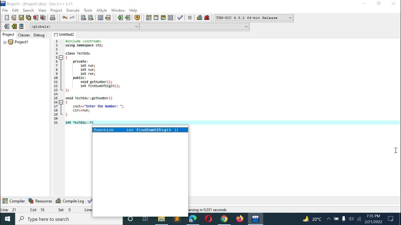 C++ Program to Find Sum of Digits of a Number using class - YouTube
