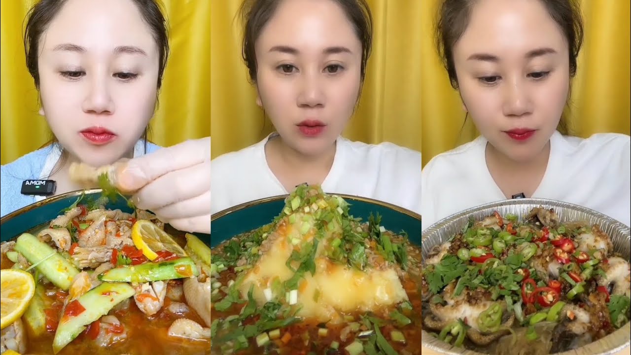 Garlic Octopus Mashed potato esboneless chicken feet eating show #asmr# ...