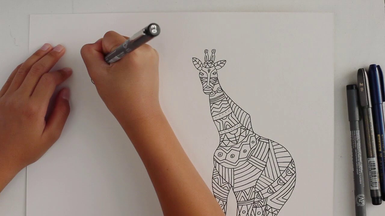 Speed Art Drawing Giraffe 04 - YouTube