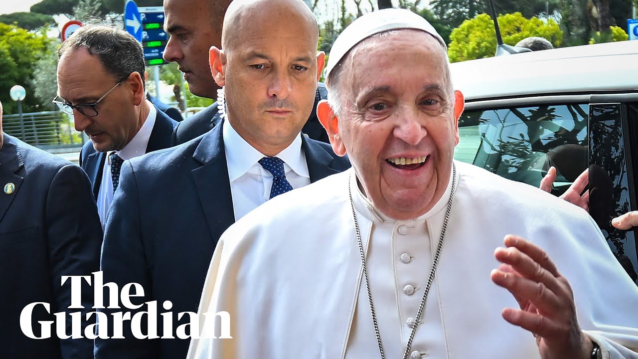 'I'm still alive': Pope Francis leaves hospital - YouTube