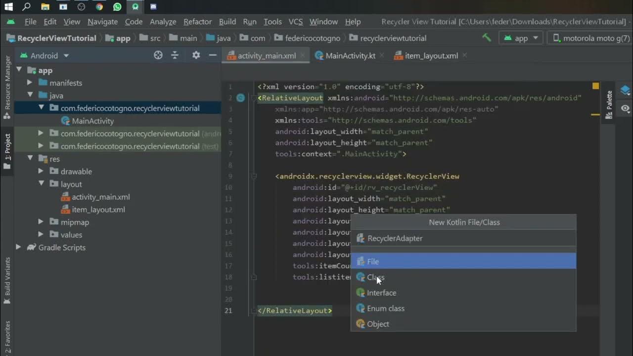 Creating a RecyclerView that handles Click Events in Android Studio Kotlin 2023 - YouTube
