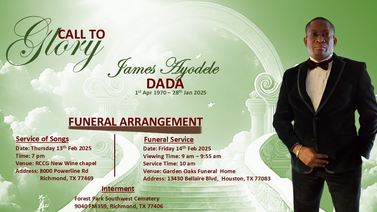 THE FUNERAL SERVICE & INTERMENT OF JAMES AYODELE DADA - YouTube