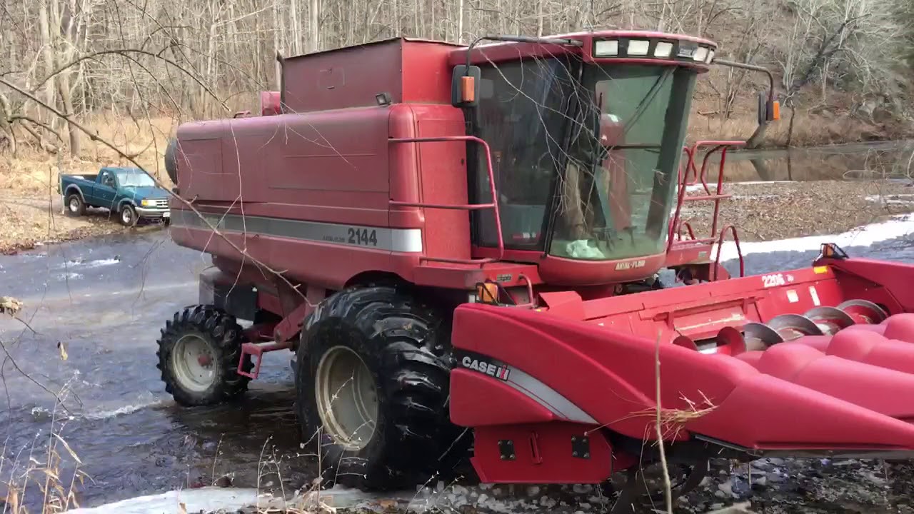 Case IH 2144 Combine Crossing Creek - YouTube