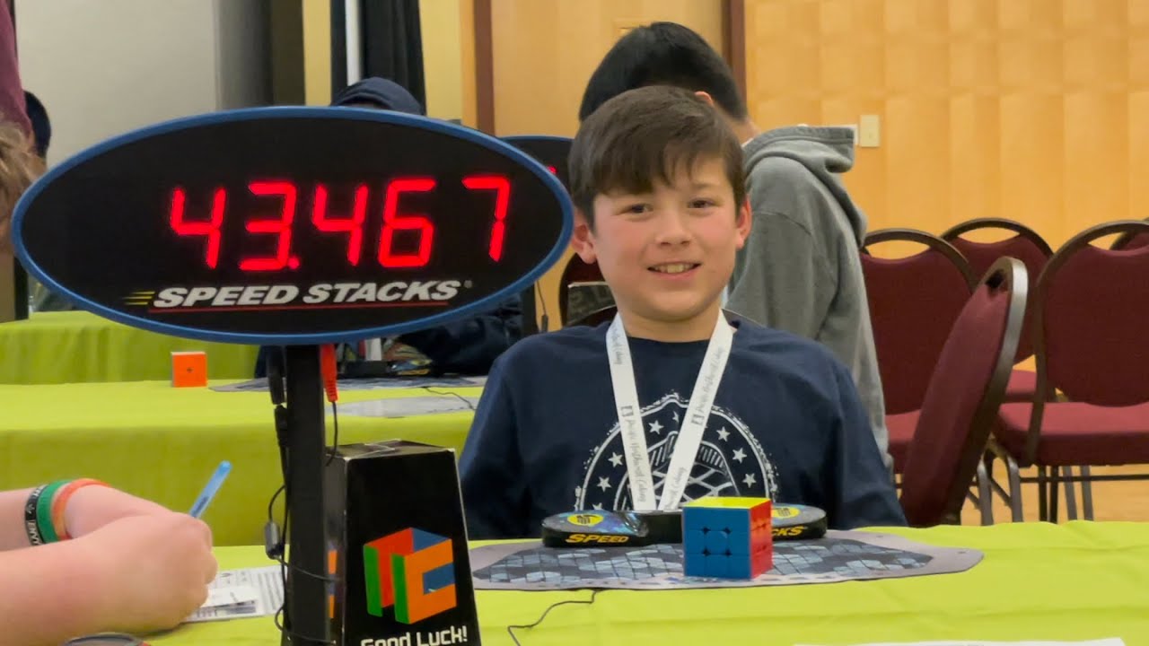 Best 3x3 time at his first cubing competition (WCA Washington ...