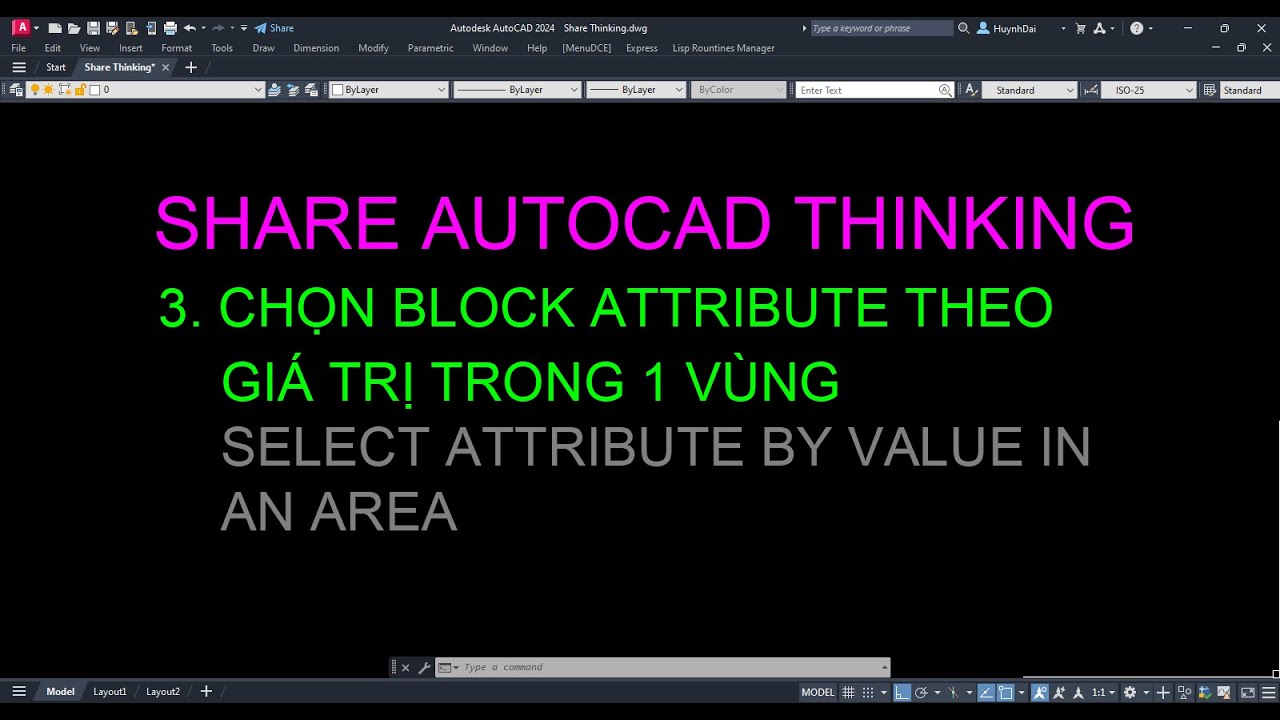 Share Autocad Thinking - 03 - Chọn block attribute theo giá trị trong 1 ...