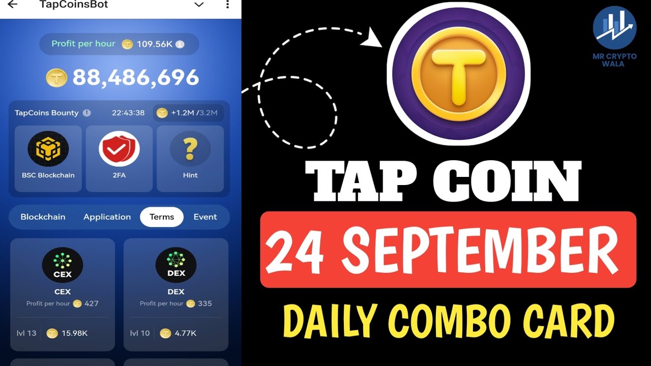 24 September Tap Coin Daily Bounty | tap Coin Bot Daily Combo today ...