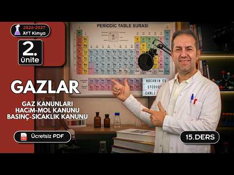 2027 AYT KİMYA | 2. ÜNİTE | 15. Ders | GAZLAR / GAZ KANUNLARI HACİM-MOL  İLE BASINÇ-SICAKLIK YASASI