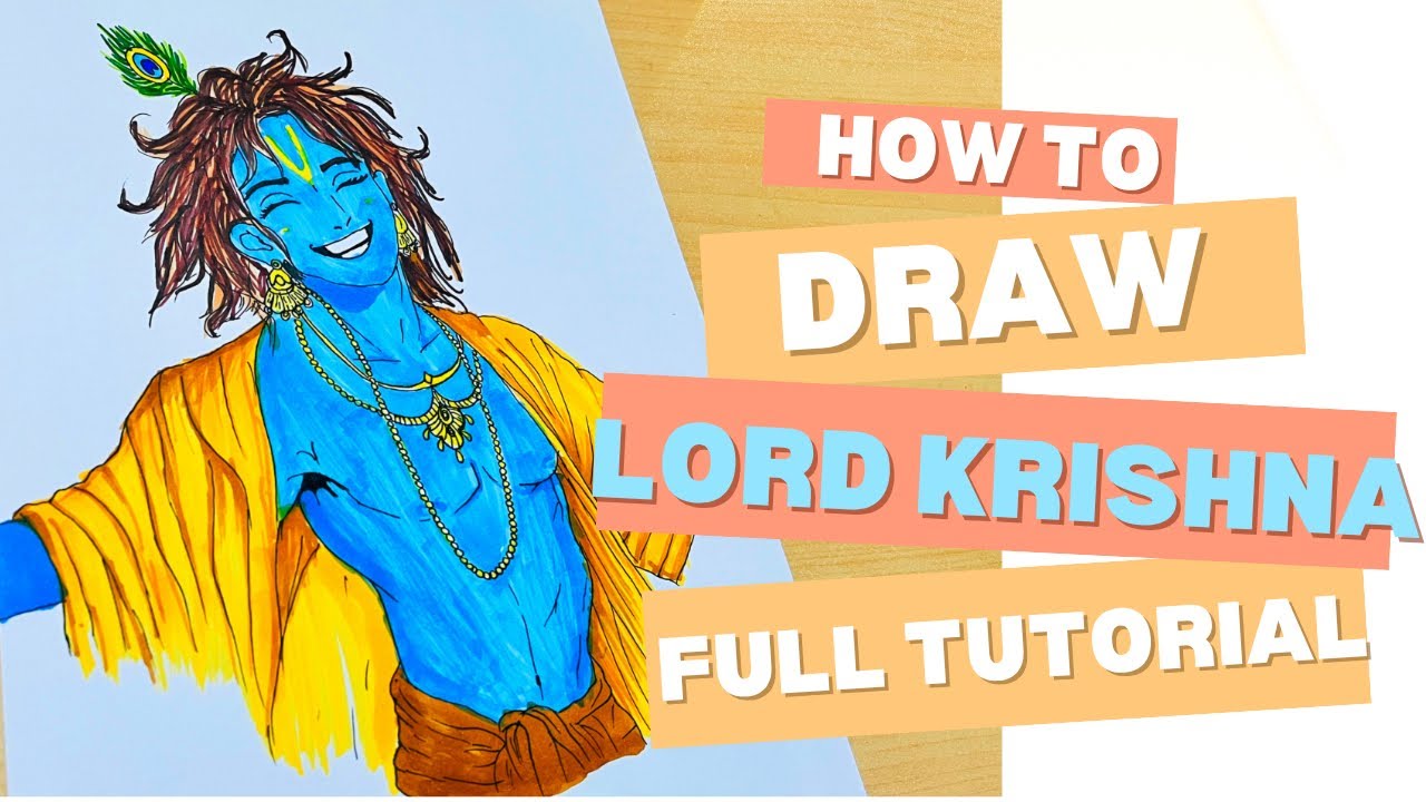 How to draw Lord Krishna || step by step Full Tutorial || Free hand ...