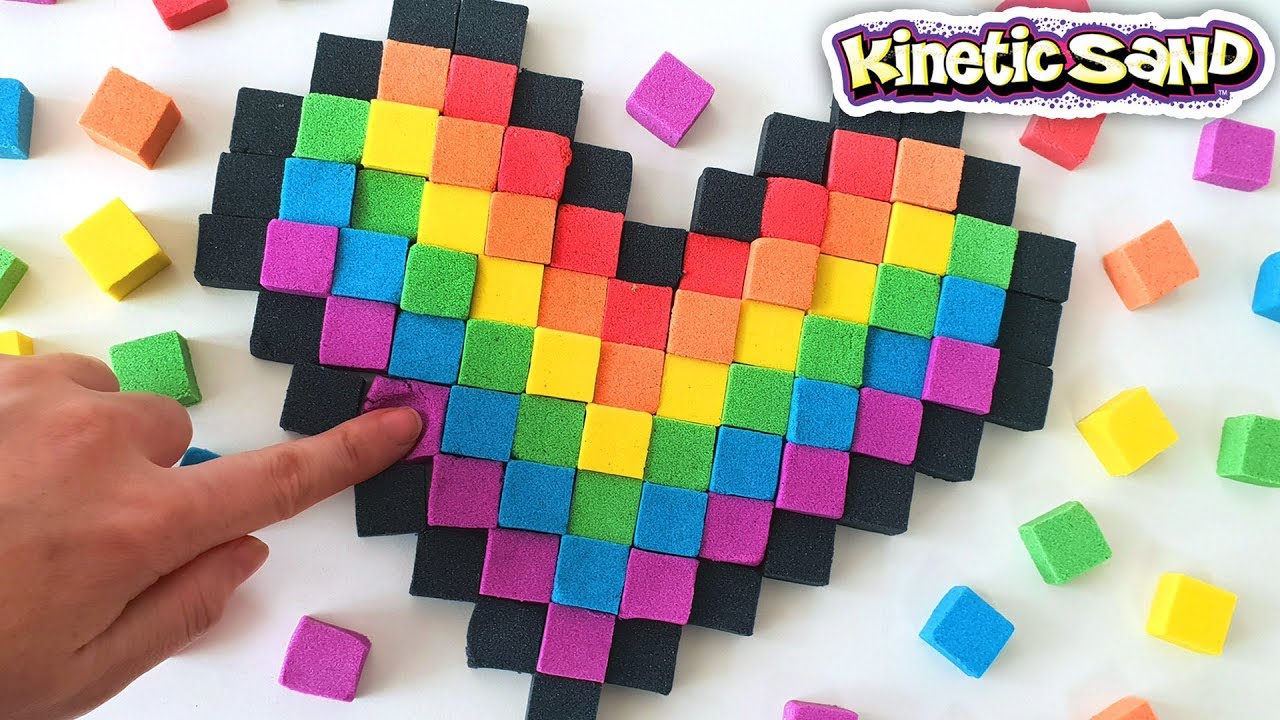 Learn Colors with Kinetic Sand Rainbow Heart DIY Sand Art - CLAY ART TV ...