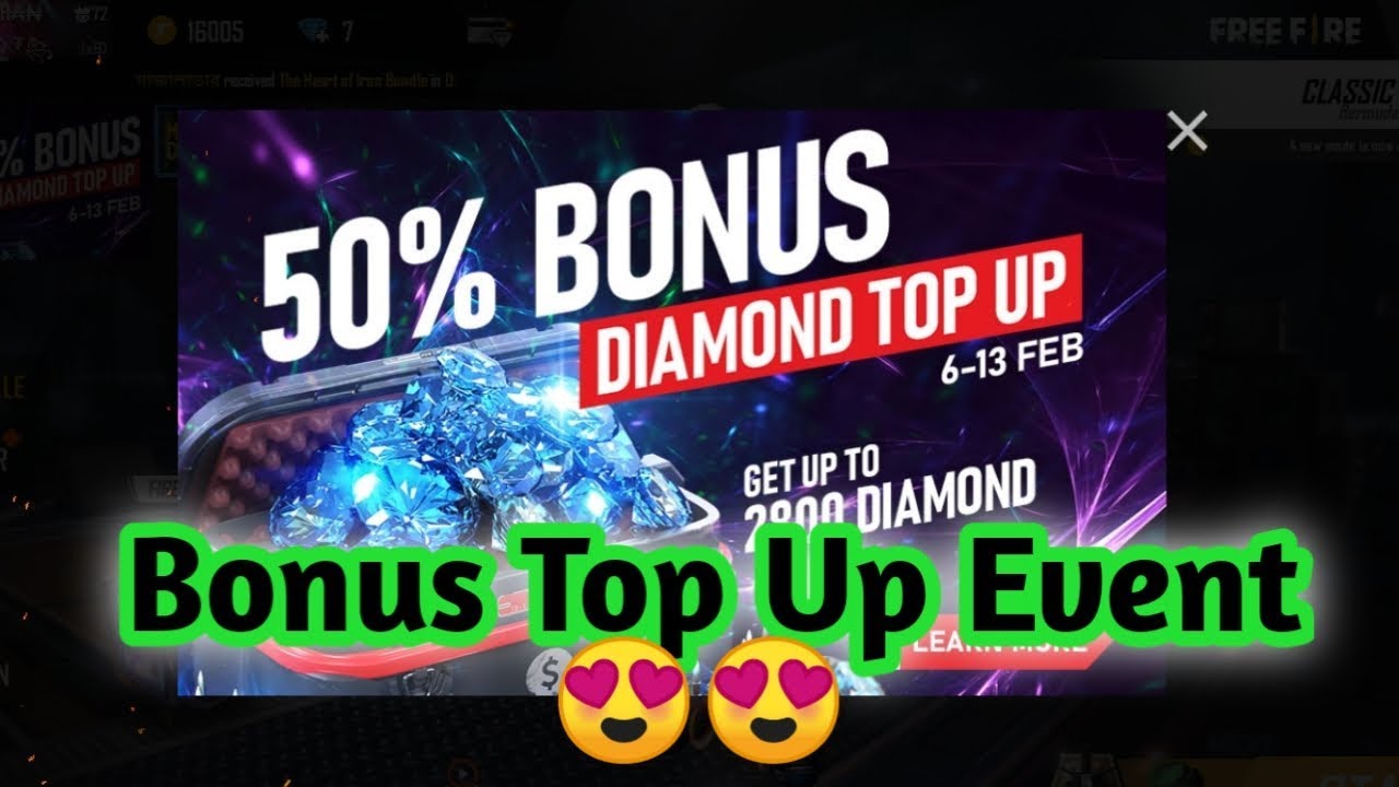 নতুন 50% Bonus Top Up Event😍😍।এখনই সময় ডায়মন্ড কেনার।ফ্রী ডায়মন্ড ...