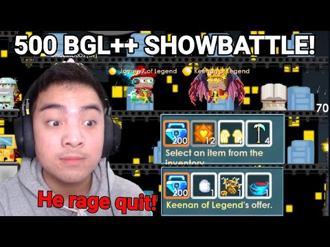 500 BGL++ SHOWBATTLE vs TOP 3 RICHEST PLAYER! (I MADE HIM QUIT GROWTOPIA) - Growtopia